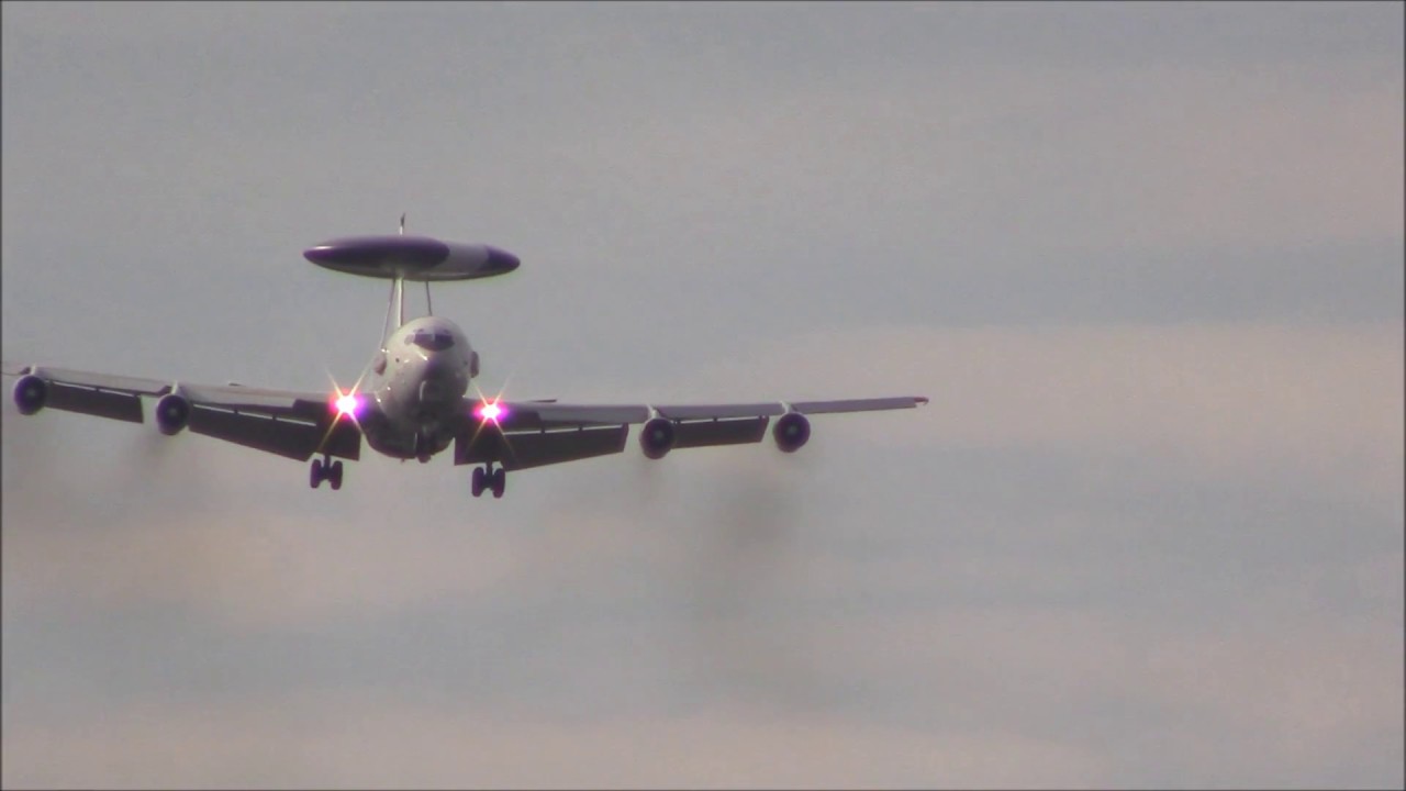 Boeing 707 (NATO E-3A Sentry) Landing at Airfield Base - YouTube