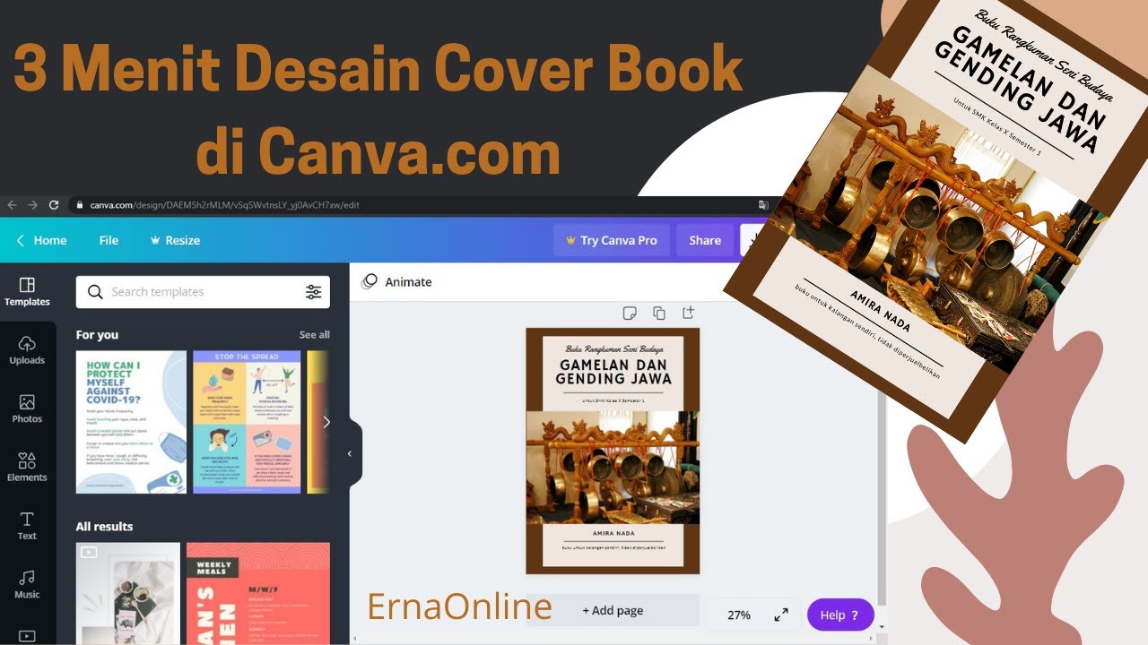Mudah dan Cepat membuat cover book di canva.com - YouTube