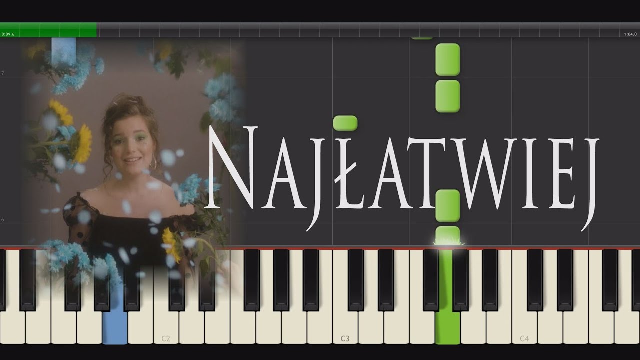 Szampan Sanah łatwa Synthesia Karaoke Pianino Piano Piano Cover Keyboard Tutorial BiaŁe