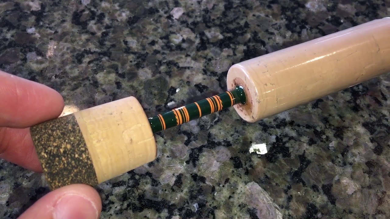 36” custom noodle ice rod with cork split grip and decorative tiger ...