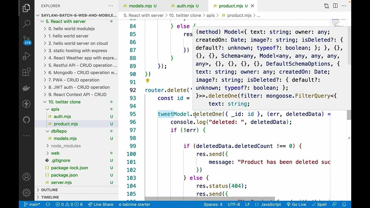 83. converting CRUD app into Twitter clone - Population(space) vs Denormalization(time) - YouTube