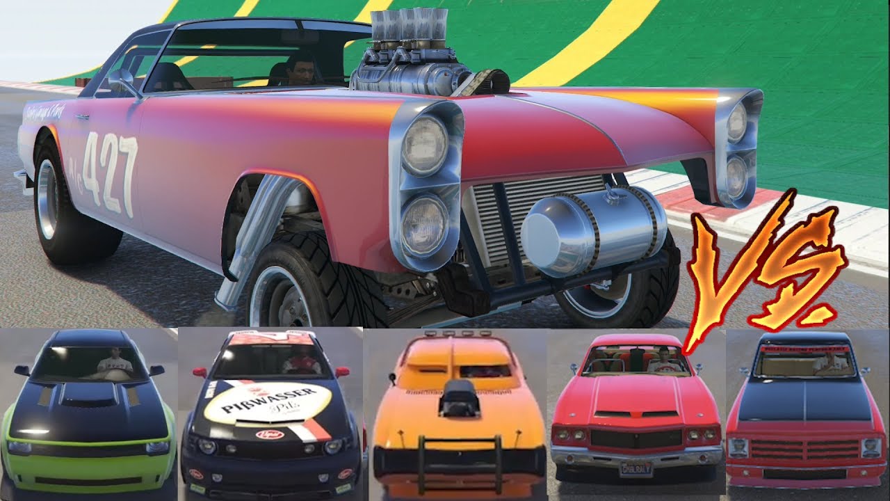 GTA 5 - Top Speed Drag Race (Vapid Peyote Gasser vs Top 10 Muscle Cars ...