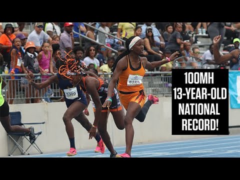 New National Record In 13-Year-Old Girls 100m Hurdles At AAU Junior Olympics 2023! - YouTube