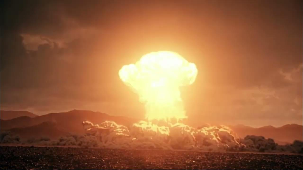 Composited color footage of a nuclear bomb test stock video# ...