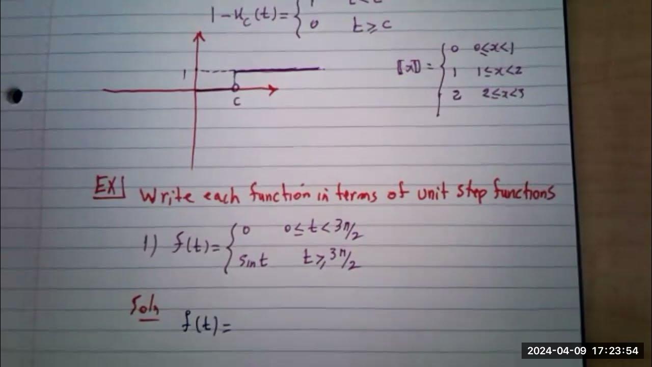 Differential Equations(Unit Step Functions) - YouTube