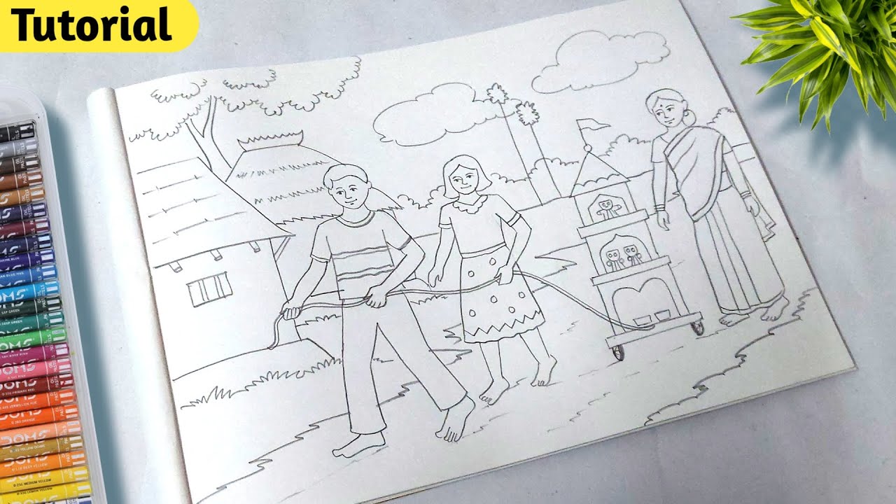 Rath Yatra Drawing Easy/ Rath Yatra Special Scenery Drawing/ Lord ...