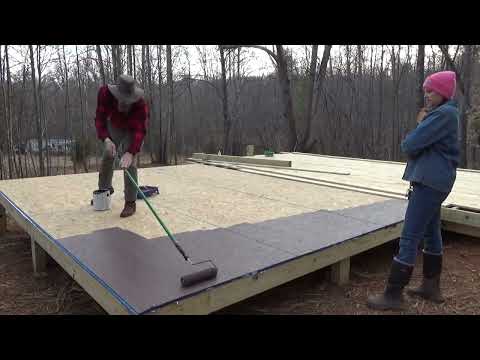 Cabin in the WOODS | Waterproofing OSB... Before the RAIN - YouTube