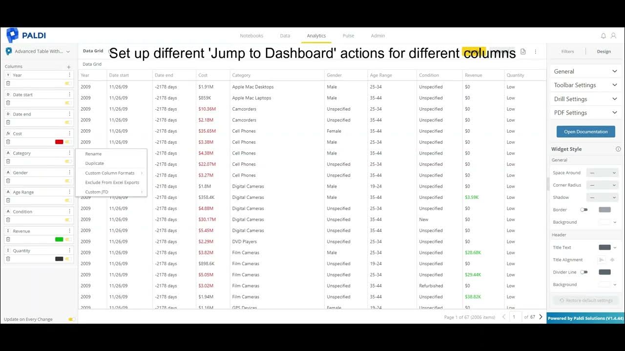 How to enable Self-Service BI with Paldi Solution's Advacned Table in Sisense - YouTube