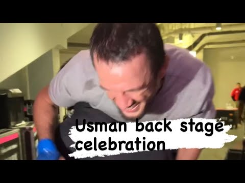 Usman Nurmagomedov back stage celebration after his win over pitbull