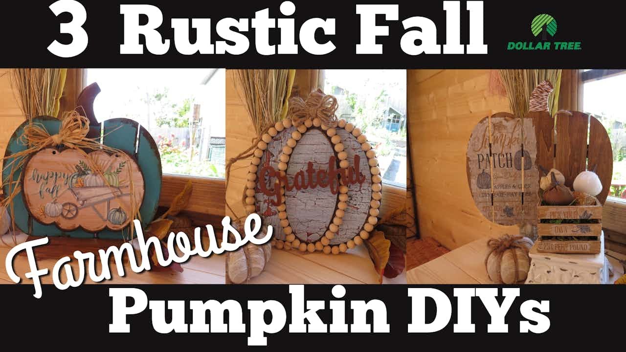 3 DOLLAR TREE RUSTIC FARMHOUSE PUMPKINS - YouTube