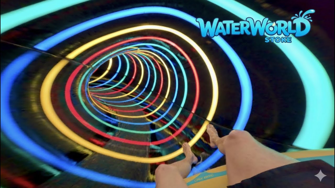 Cyclone Water Slide at Waterworld Water Park Stoke 💦😃 On Slide POV on ...