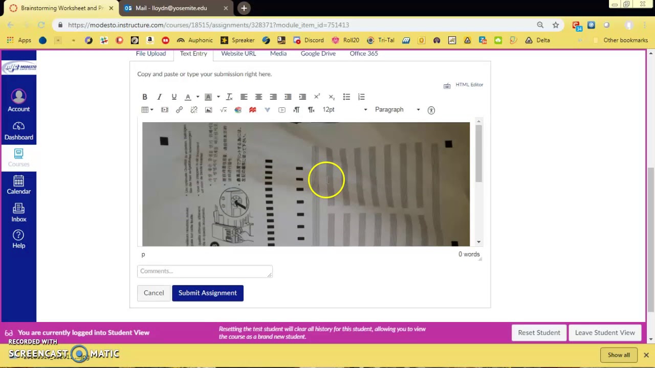 Uploading an image for a Canvas assignment - YouTube
