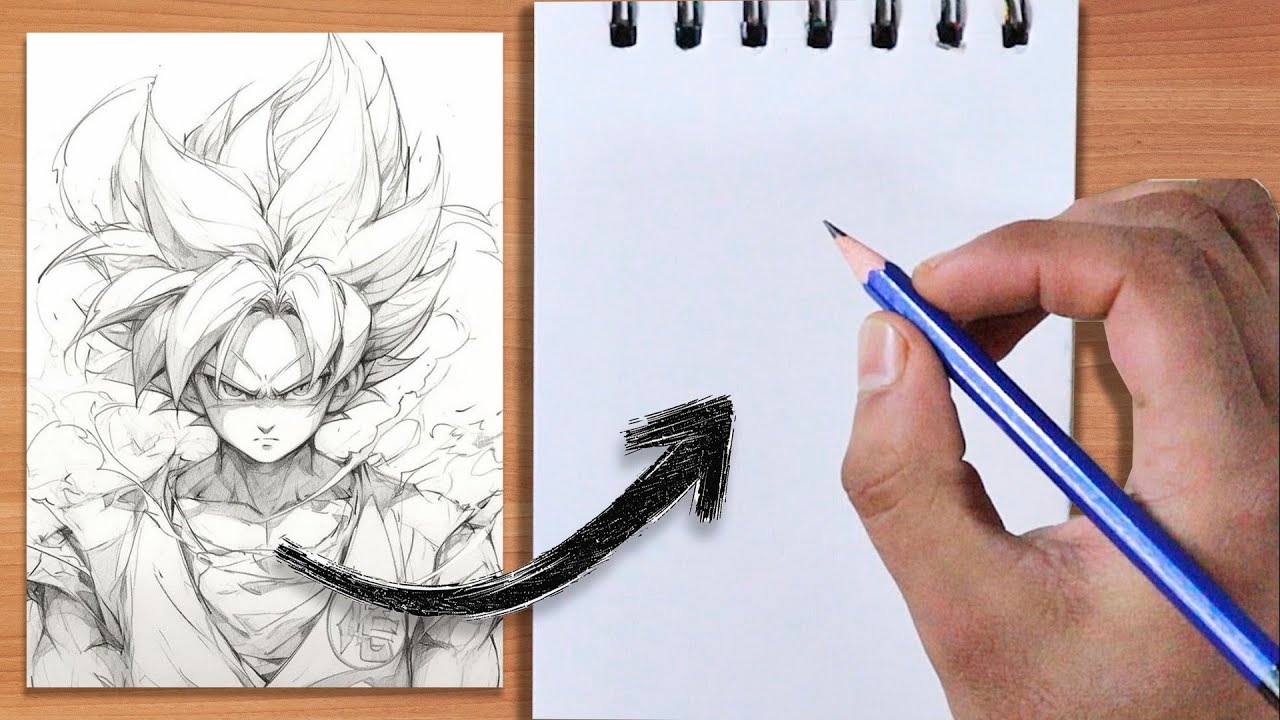Goku drawing trending anime character drawing sketchbook tour - YouTube
