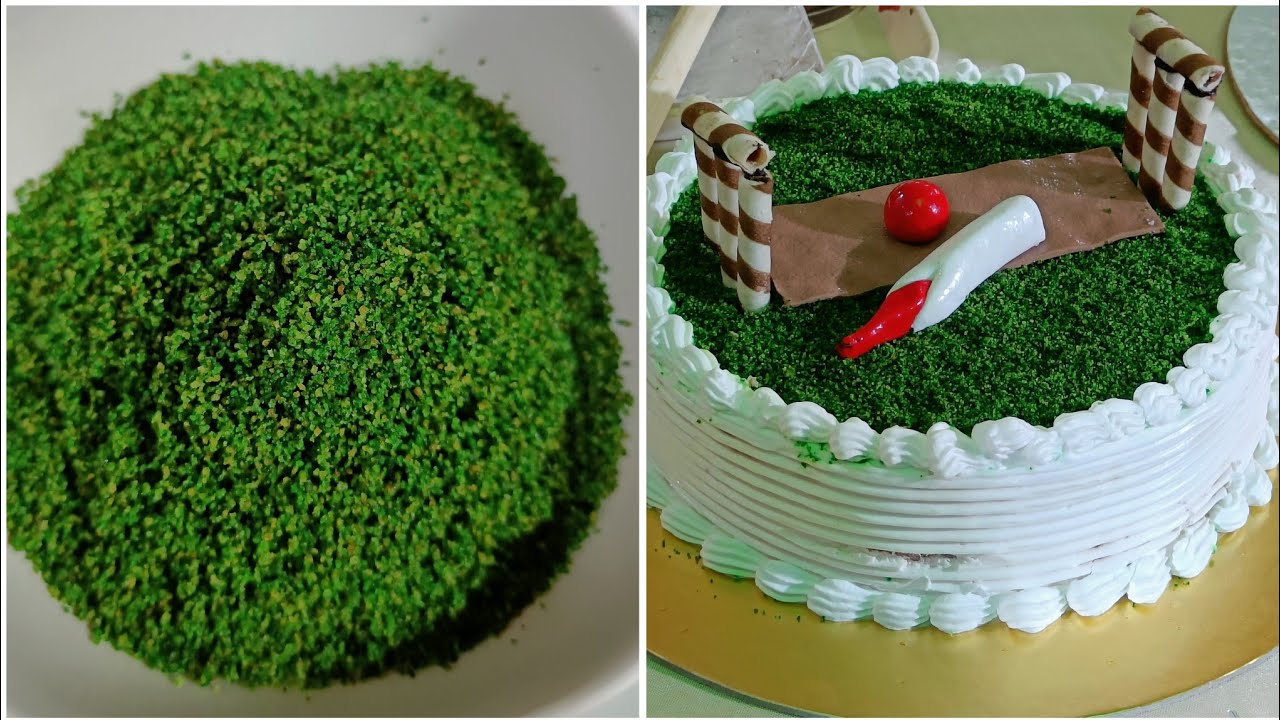How to make cake crumbs for cake decoration | Green cake crumbs for ...