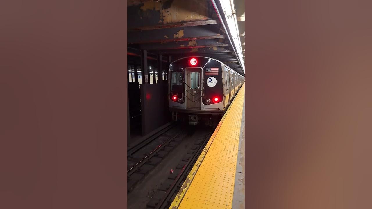 Euclid Avenue Bound R179 C train entering and leaving Shepherd Avenue - YouTube