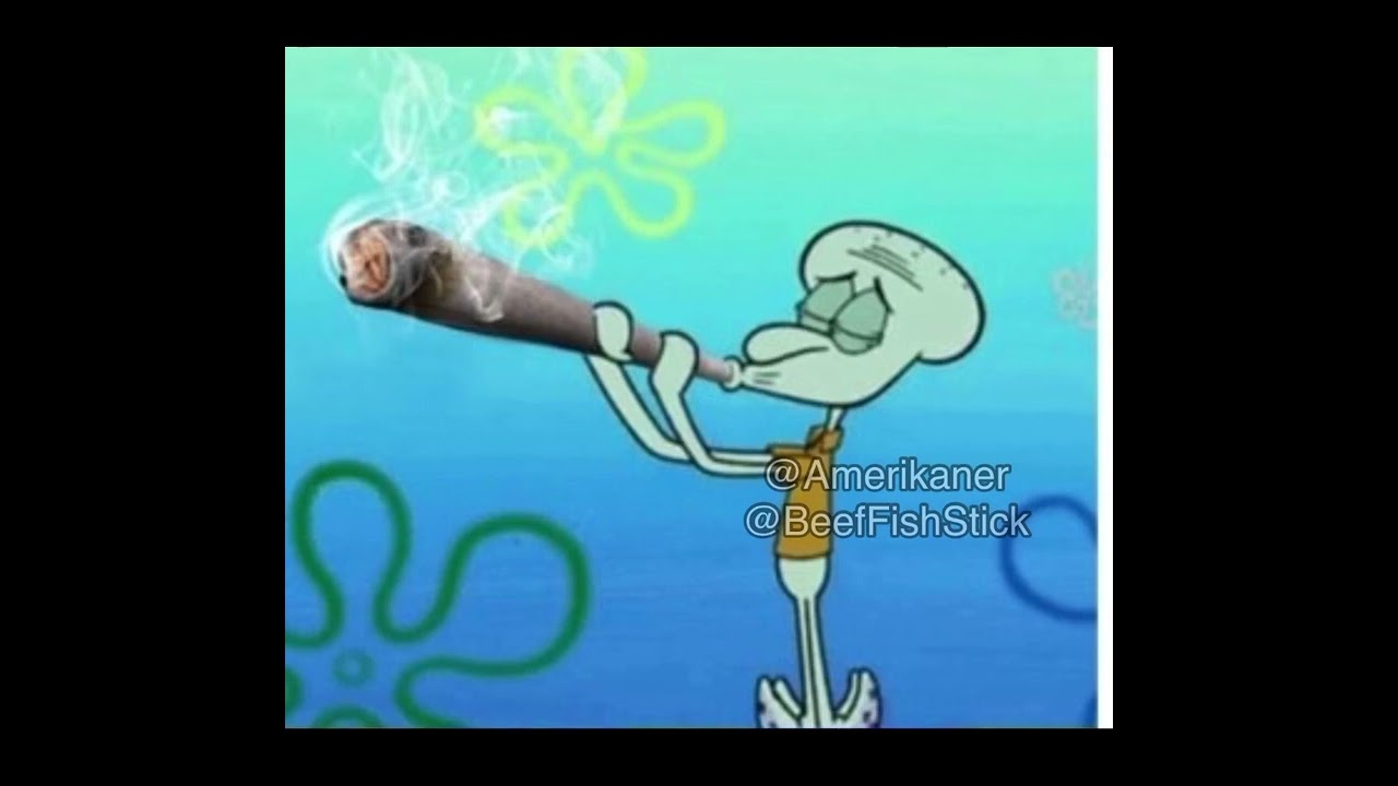 Squidward Smoking Weed