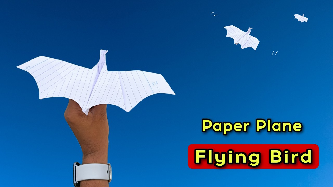 flapping bird plane, paper flying bat, how to make flapping bat plane ...
