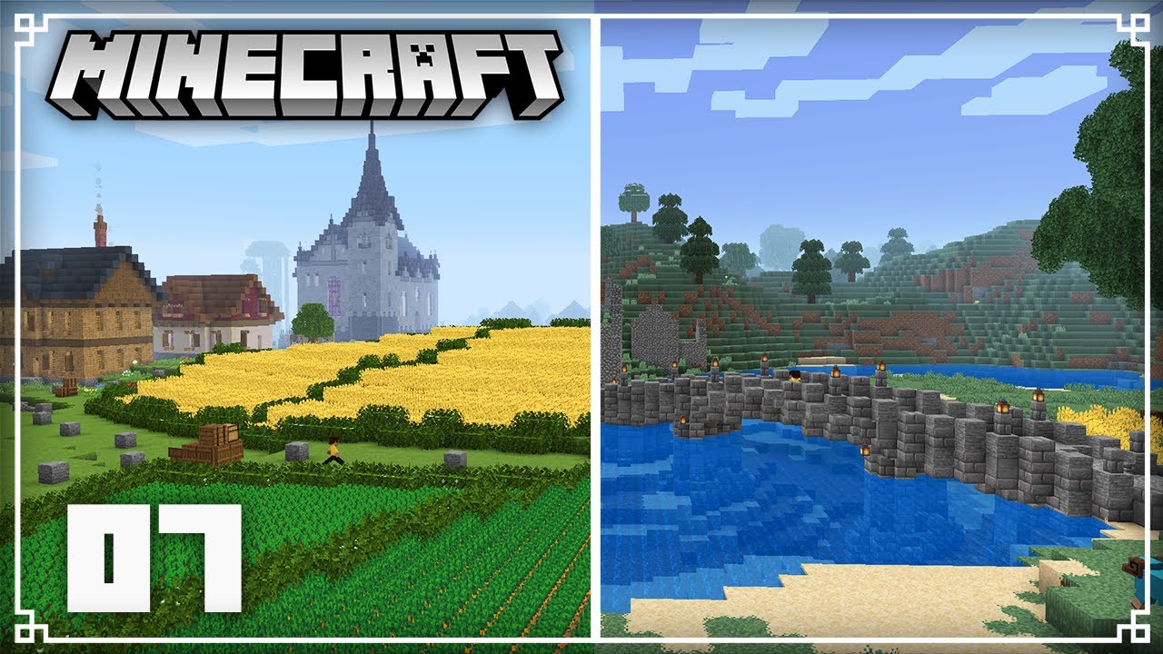 Building a Medieval Bridge & Custom Farmland! | Minecraft 1.16 Survival ...