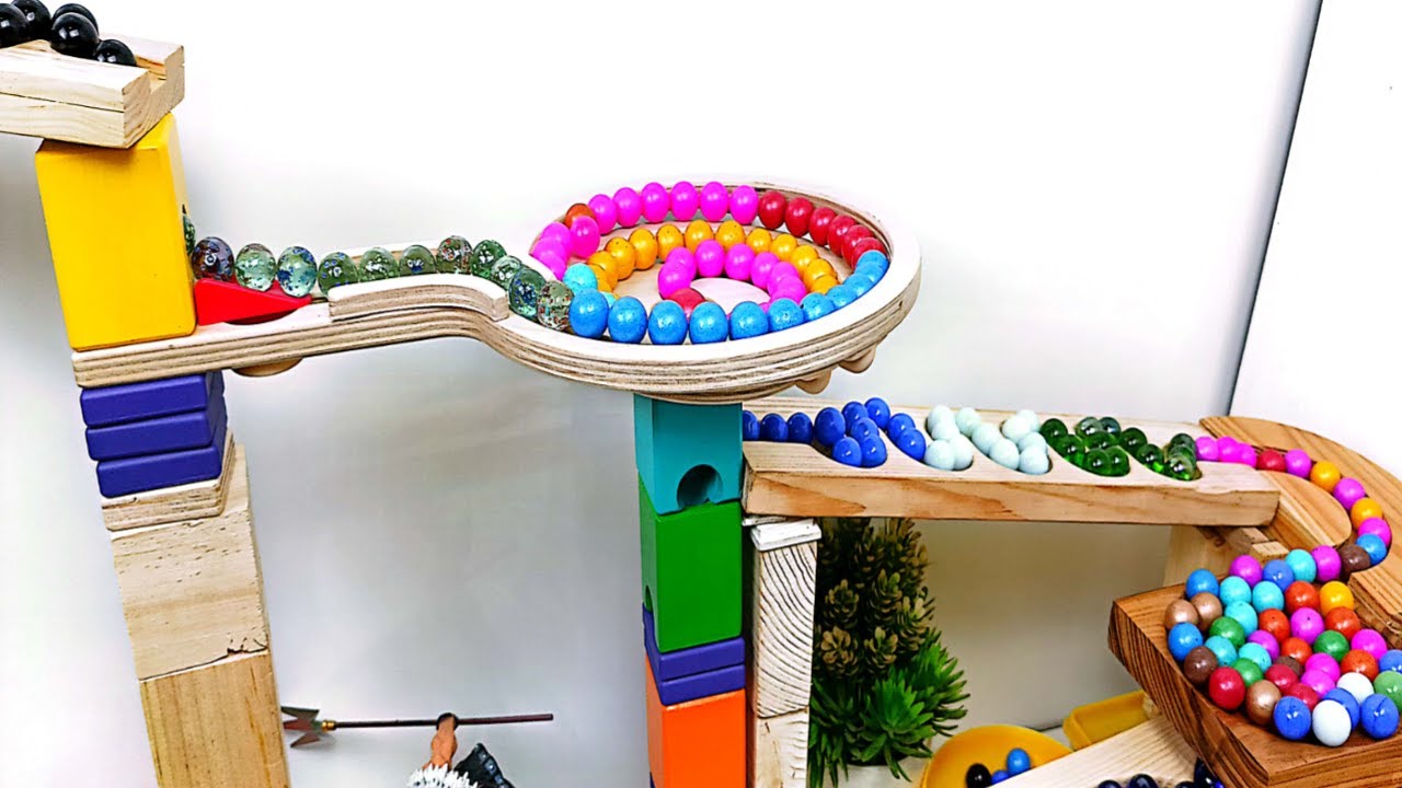 Marble Run ASMR ☆ New Wooden Wave Slope ＆ Colorful Marbles ♪ - YouTube