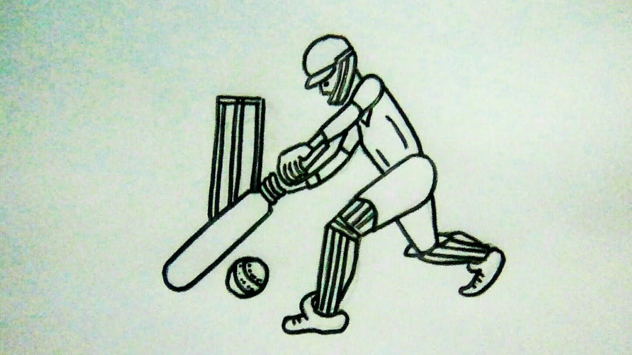 how to draw a cricket player l cricket player drawing l cricket player ...