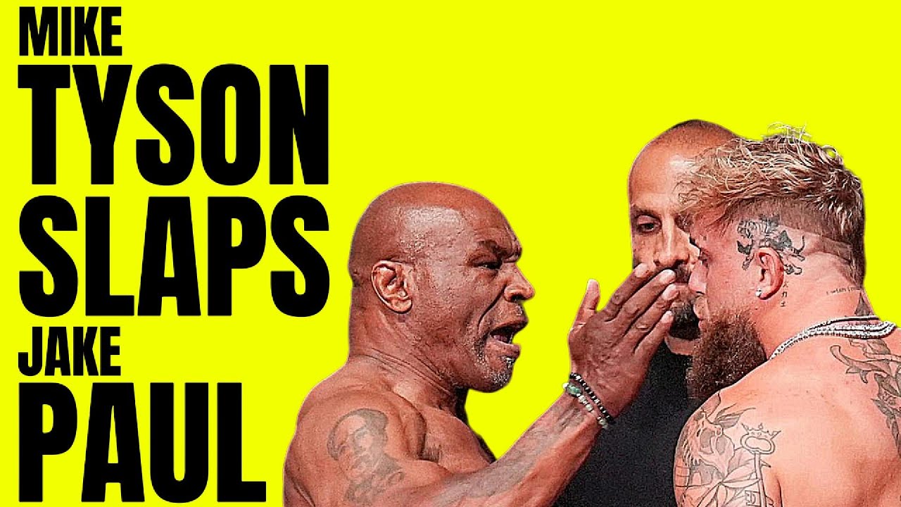 MIKE TYSON SLAPS JAKE PAUL AFTER WEIGH INS - YouTube