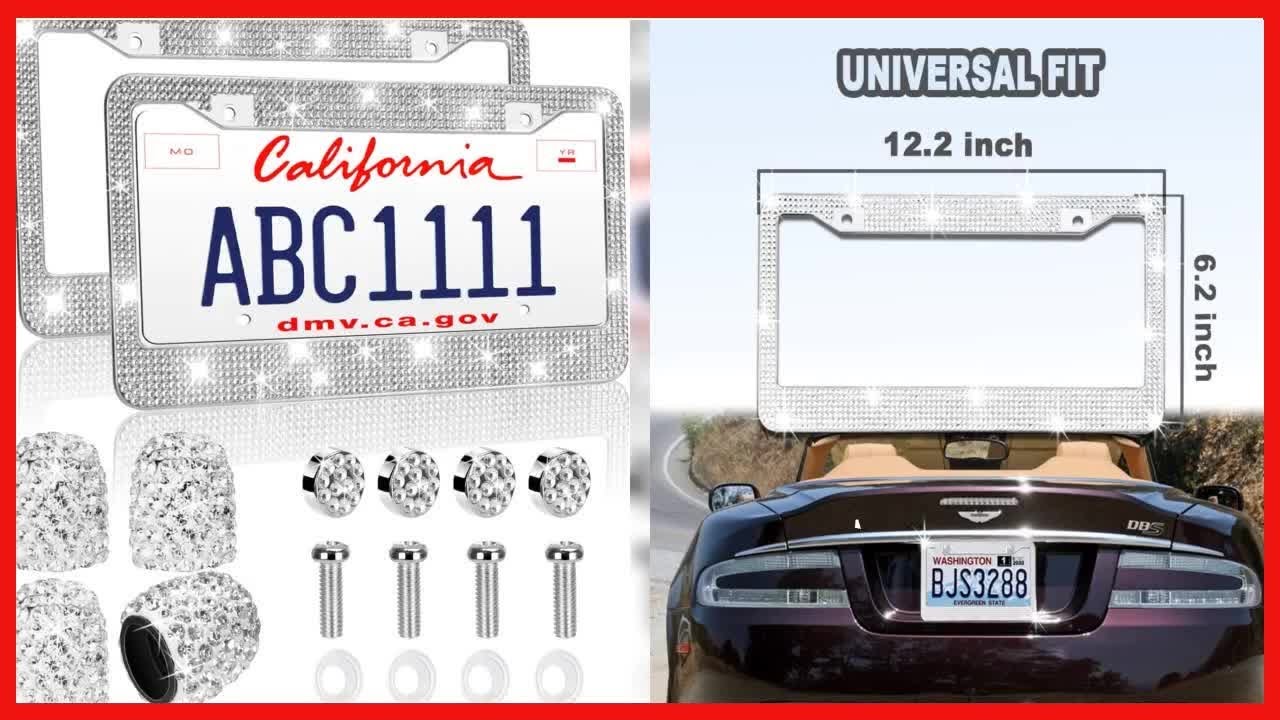 Bling Diamond License Plate Frames 2 Pack - AIRXWILLS Rhinestone ...