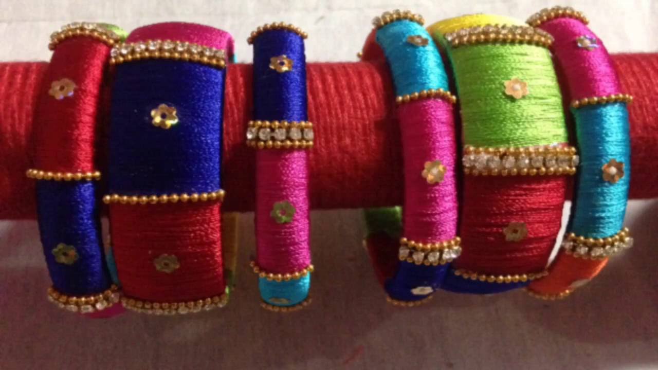 multi colour silk thread bangles /how to make silkthread bangles - YouTube
