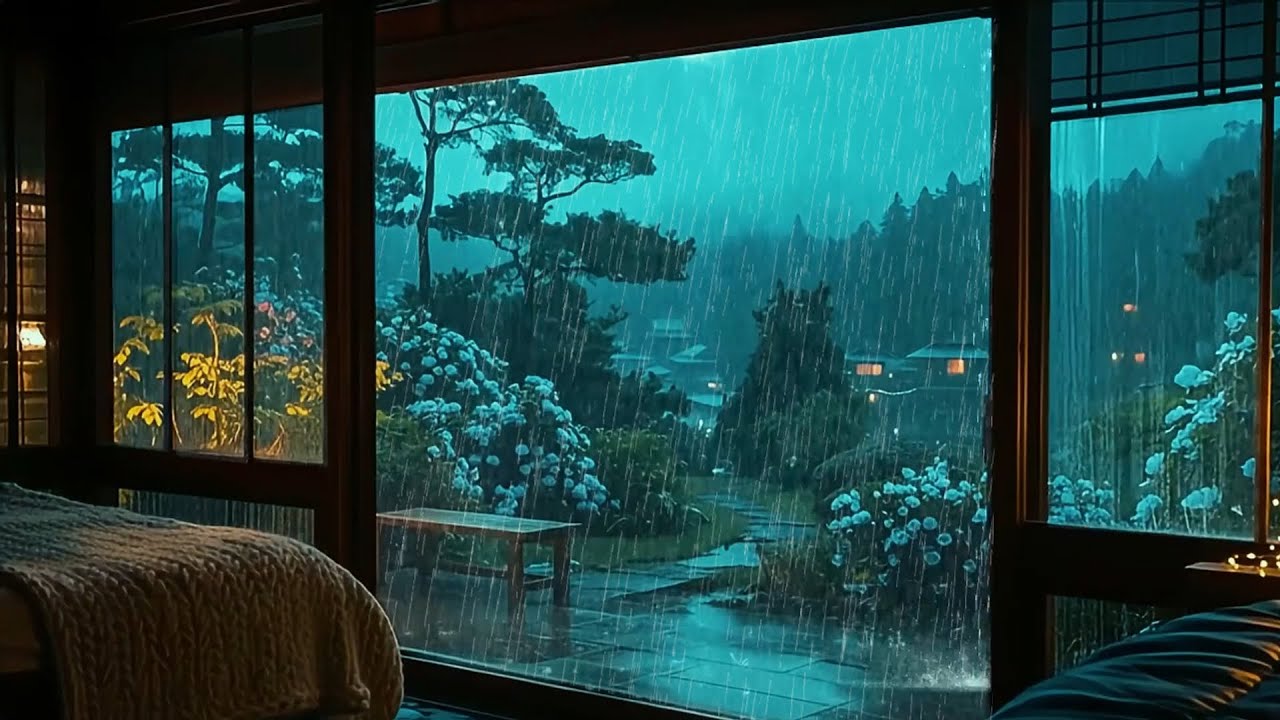 Peaceful Rainy Garden View 🌧️ | Relaxing Rain Sounds for Deep Sleep ...