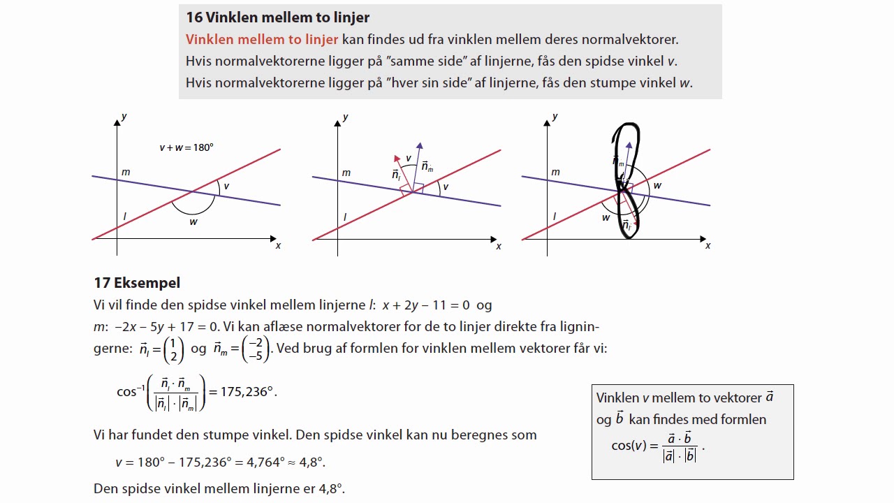 Vinkel mellem to linjer - YouTube