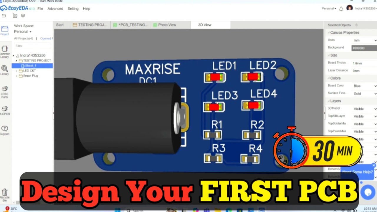Design Your FIRST PCB in 30 Minutes with EASY | PCB designing for ...