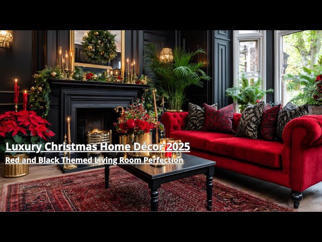 Black Gray Red Christmas Living Room