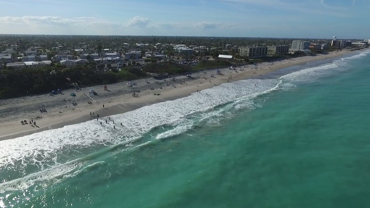 Drone view of satellite beach, Florida - YouTube