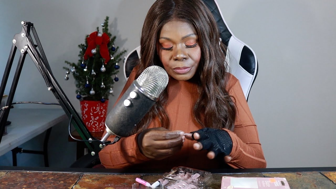 BLISS BARE PRESS ON NAILS ASMR CHEWING GUM SOUNDS - YouTube