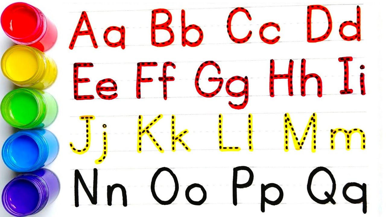 Collection of uppercase & lowercase alphabet dotted lines, ABCD ...