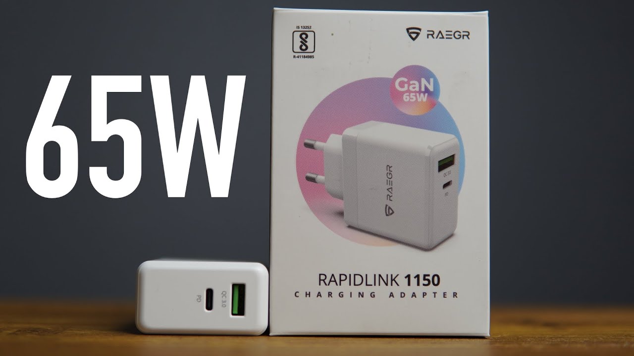 RAEGR RapidLink 1150 GaN 65W Adapter PD+Dual USB Wall Charger - YouTube