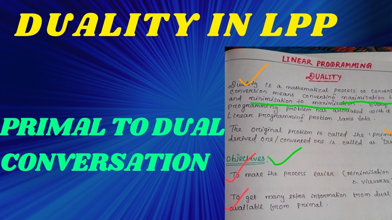 Duality in Linear Programming || Primal to Dual Conversation || LPP ...
