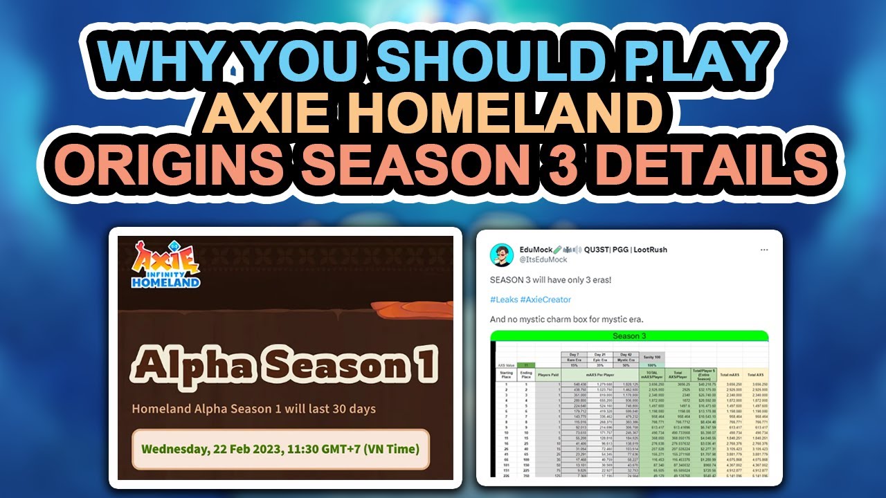 Axie Update: WHY YOU SHOULD PLAY AXIE HOMELAND | ORIGINS SEASON 3 ...
