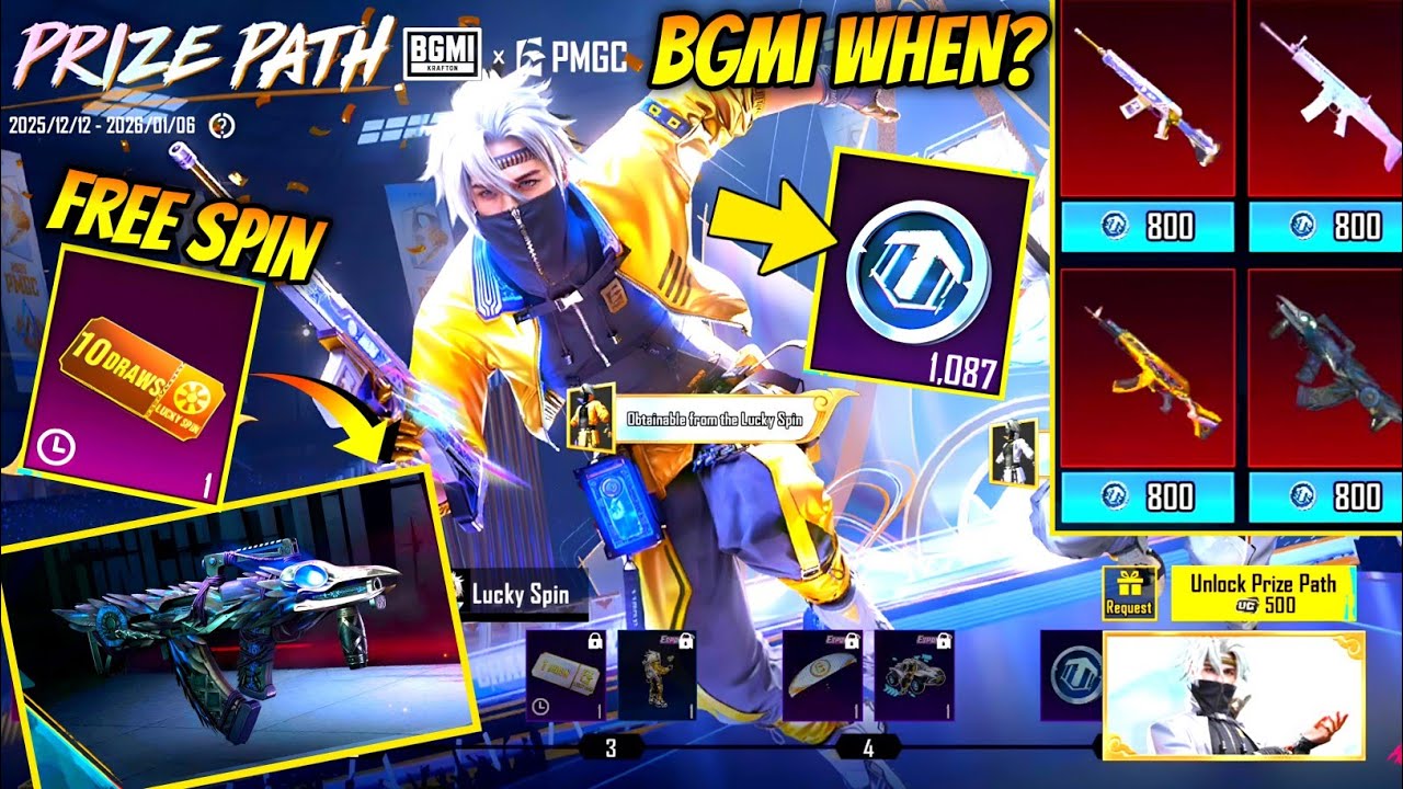 BGMI PRIZE PATH WHEN? | BGMI PRIZE PATH LUCKY SPIN | FREE GROZA,S12K ...