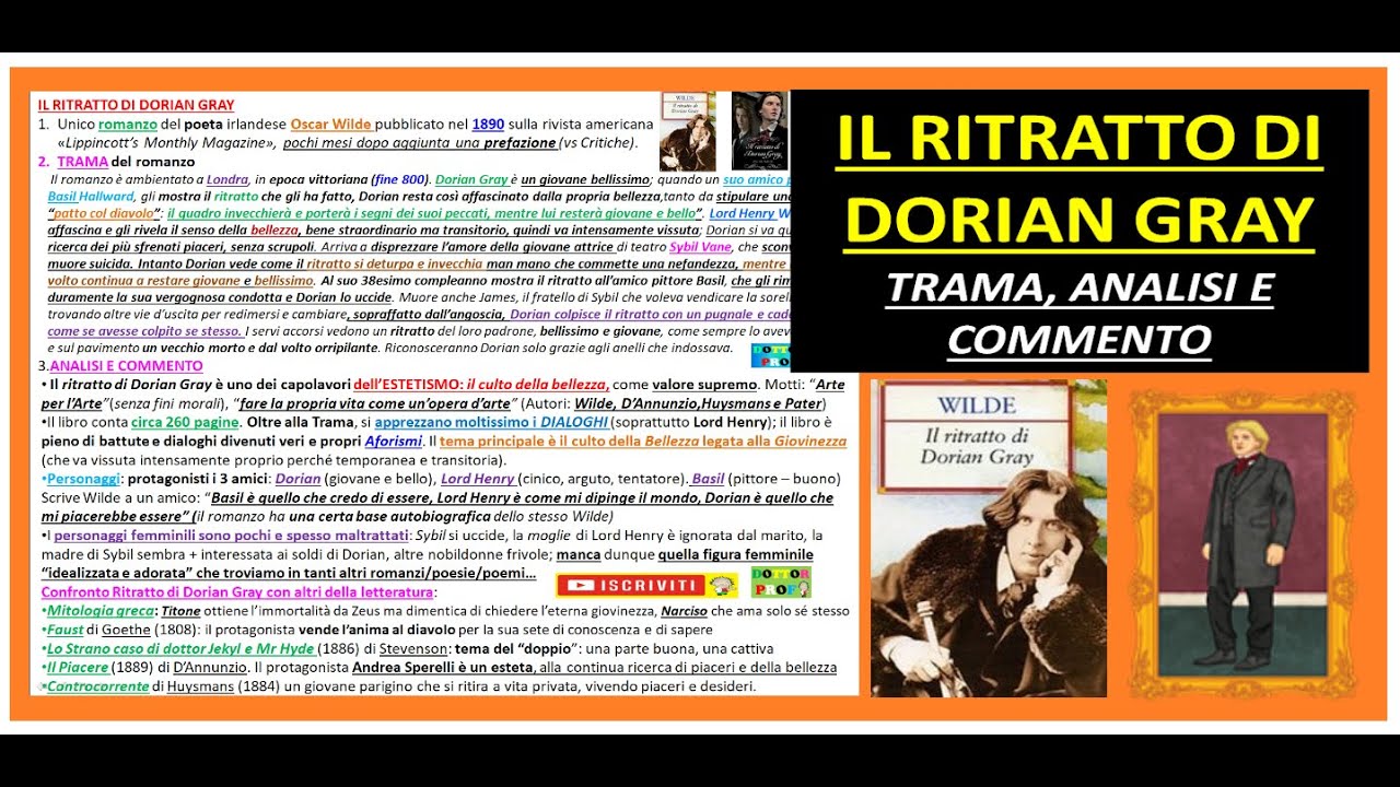 IL RITRATTO DI DORIAN GRAY sintesi, analisi e commento + Estetismo ...