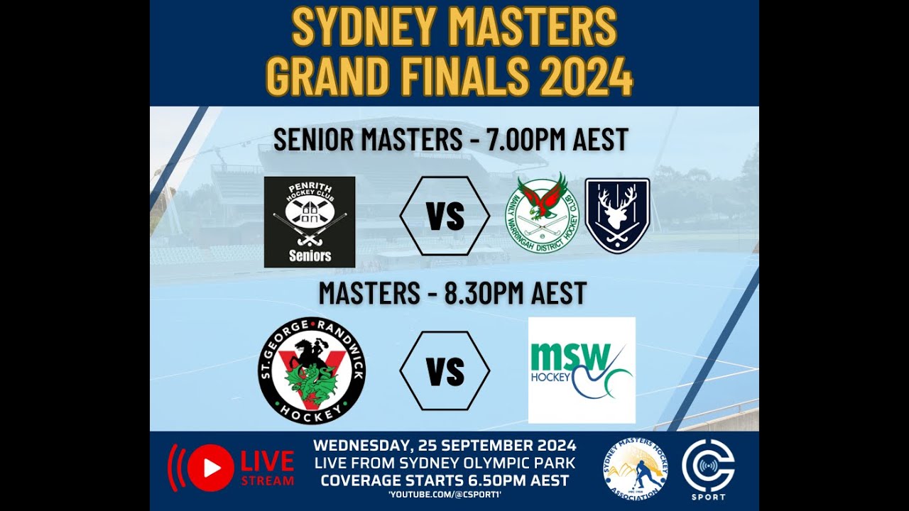 LIVE - Sydney Masters Hockey - Grand Finals 2024 (Weds) - YouTube
