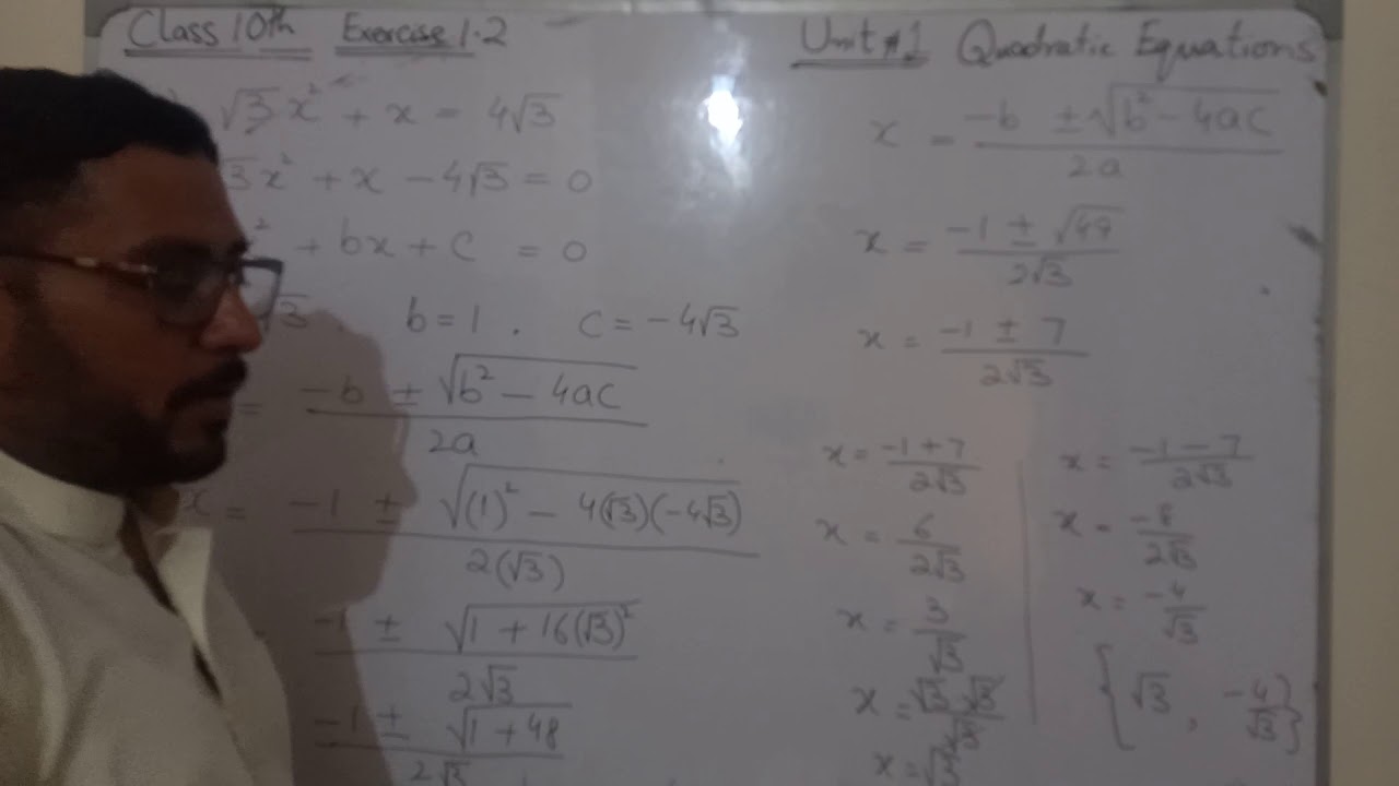 Math10 Unit#1 (Solution of Quadratic Equations by quadratic formula ...