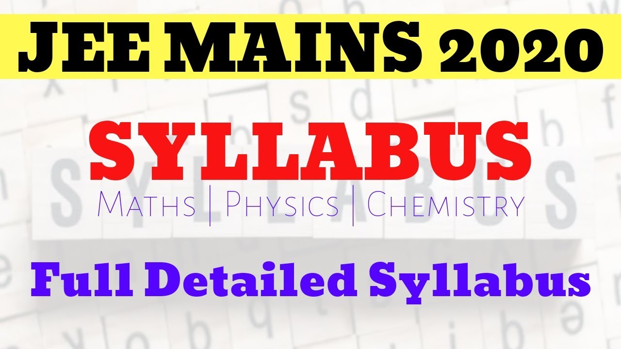 JEE MAIN 2020 SYLLABUS IN HINDI & ENGLISH | #JEEMAIN2020 # ...