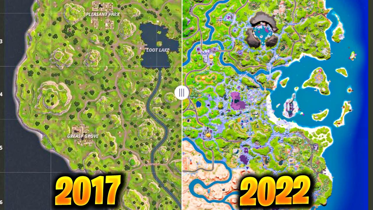 A EVOLUÇÃO DO MAPA DO FORTNITE! (2017 - 2022) - YouTube