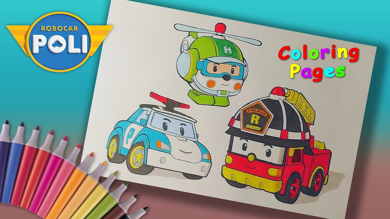 Robocar Poli and his Friends Coloring Book for Children. Coloring Poli ...