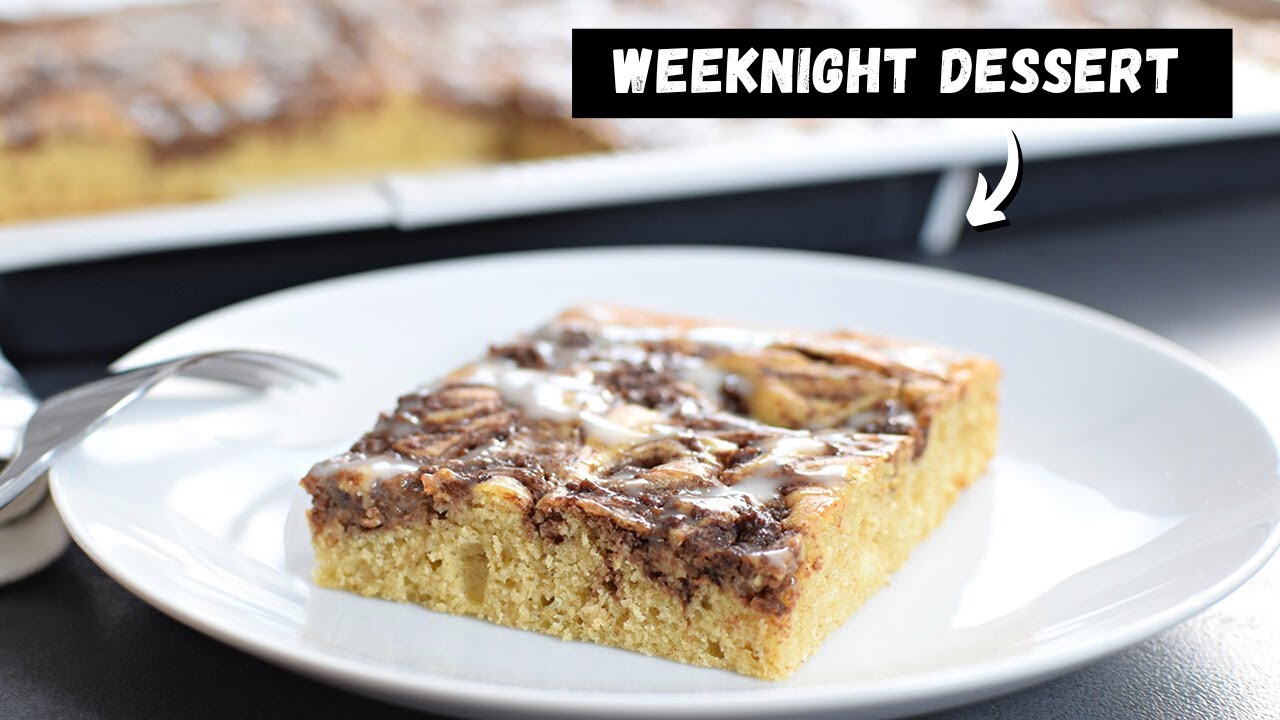 Healthy Cinnamon Roll Cake (Quick and Easy Weeknight Dessert) - YouTube