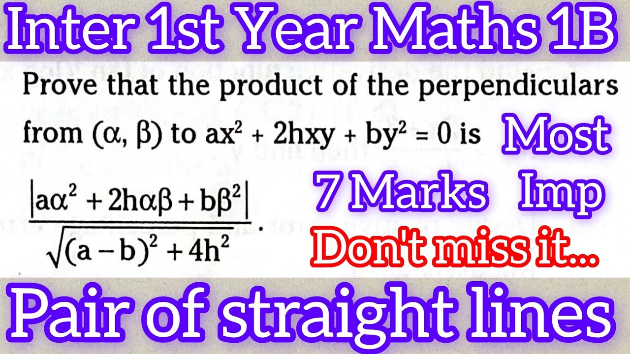 perpendicular theorem in pair of straight lines||Inter 1st Year Maths 1B@maths naresh eclass ...