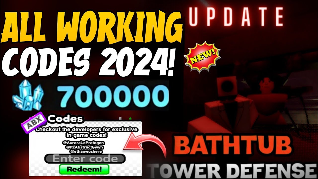 [UPDATE]ALL WORKING CODES FOR BATHTUB TOWER DEFENSE! ROBLOX BATHTUB ...