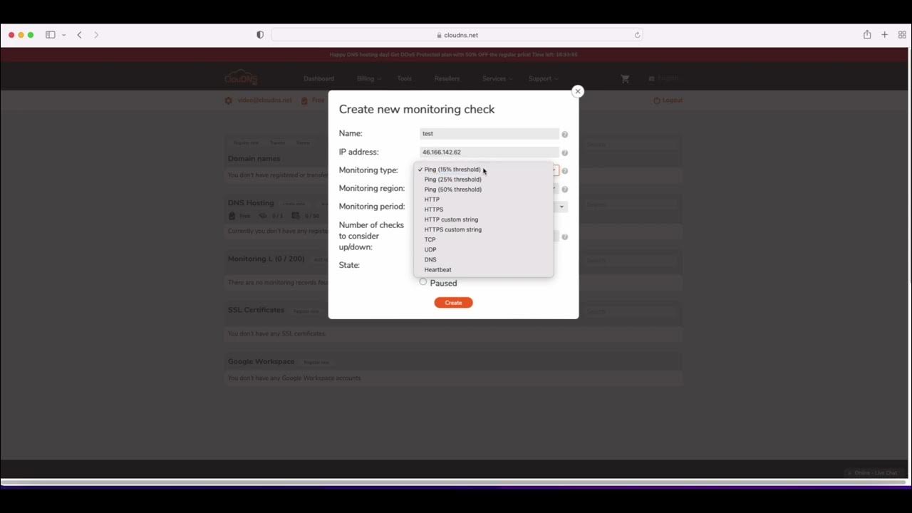 ICMP Ping Monitoring by ClouDNS - YouTube