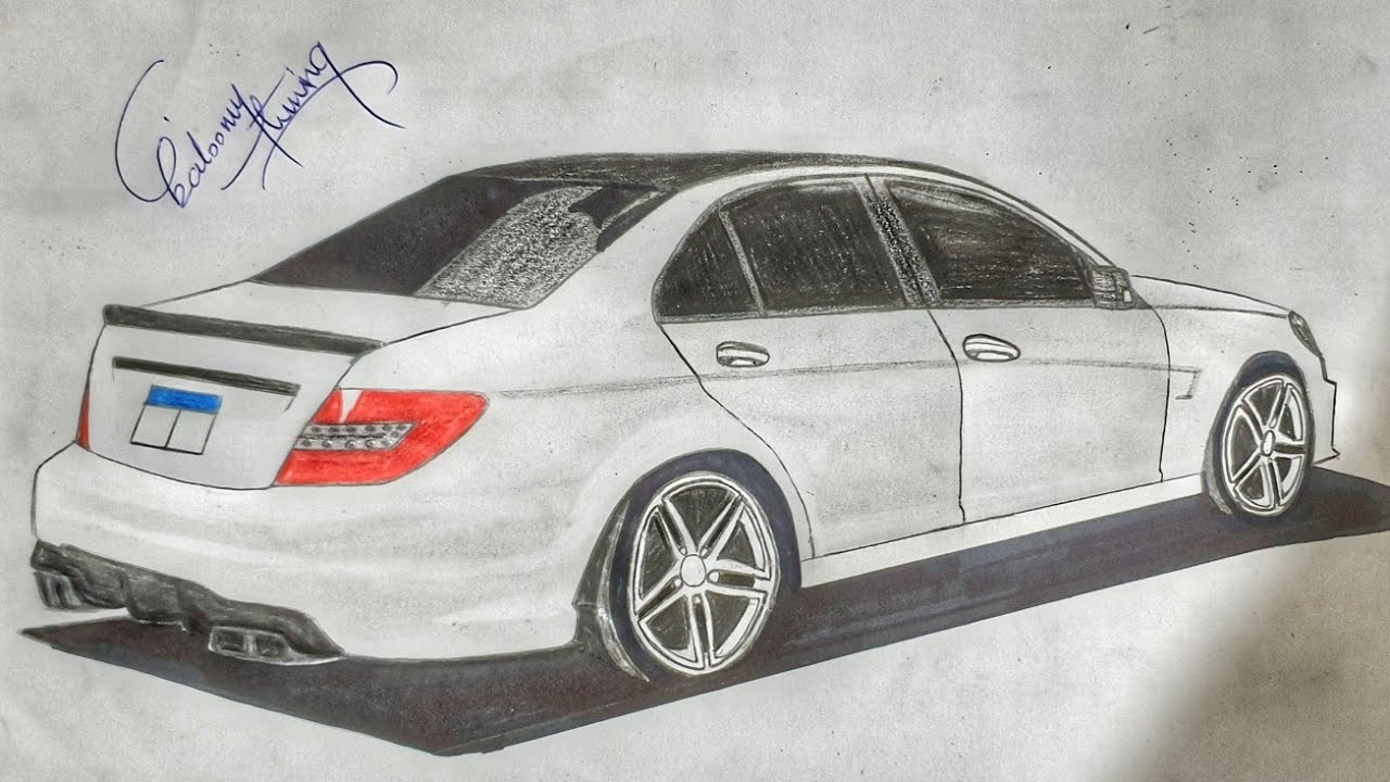 How to draw mercedes c63 - YouTube