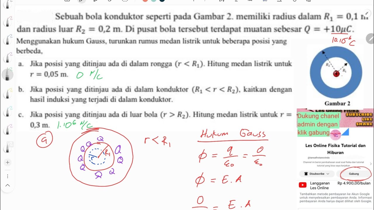 menurunkan rumus medan listrik pada bola konduktor berdasarkan hukum ...